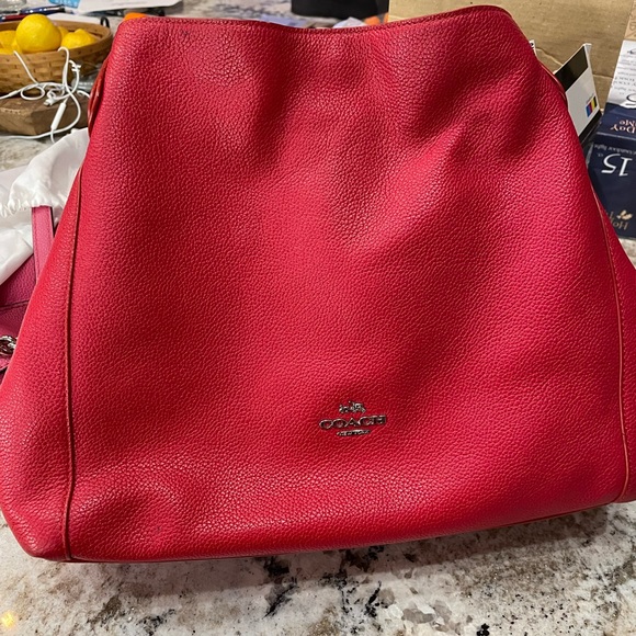 Coach | Bags | Coach Red Leather Purse Hobo Like New | Poshmark
